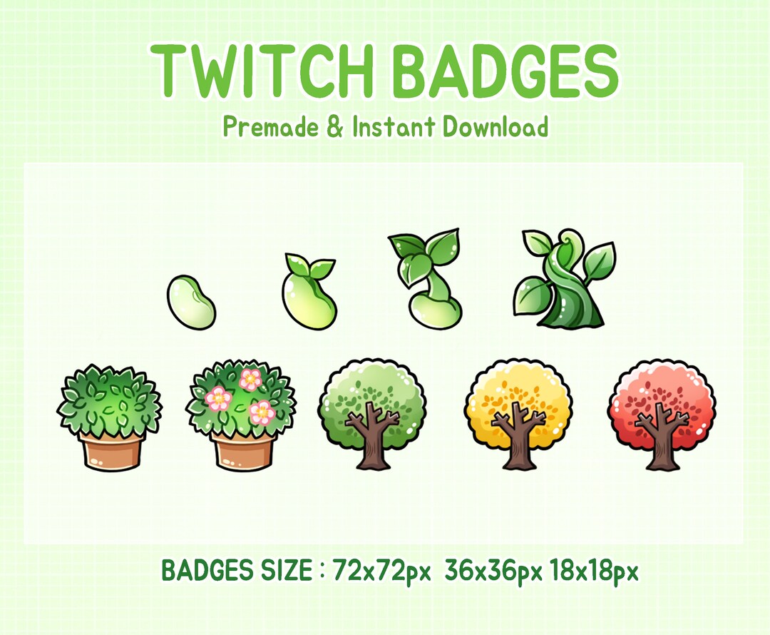 Green Seed Plants Tree Twitch Sub Badges (digital Download) - Etsy