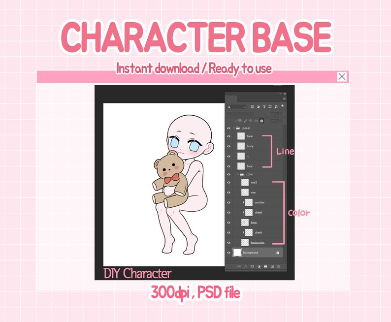 Chibi Character Pose Base: Anime Drawing Reference (PSD File) - Etsy UK