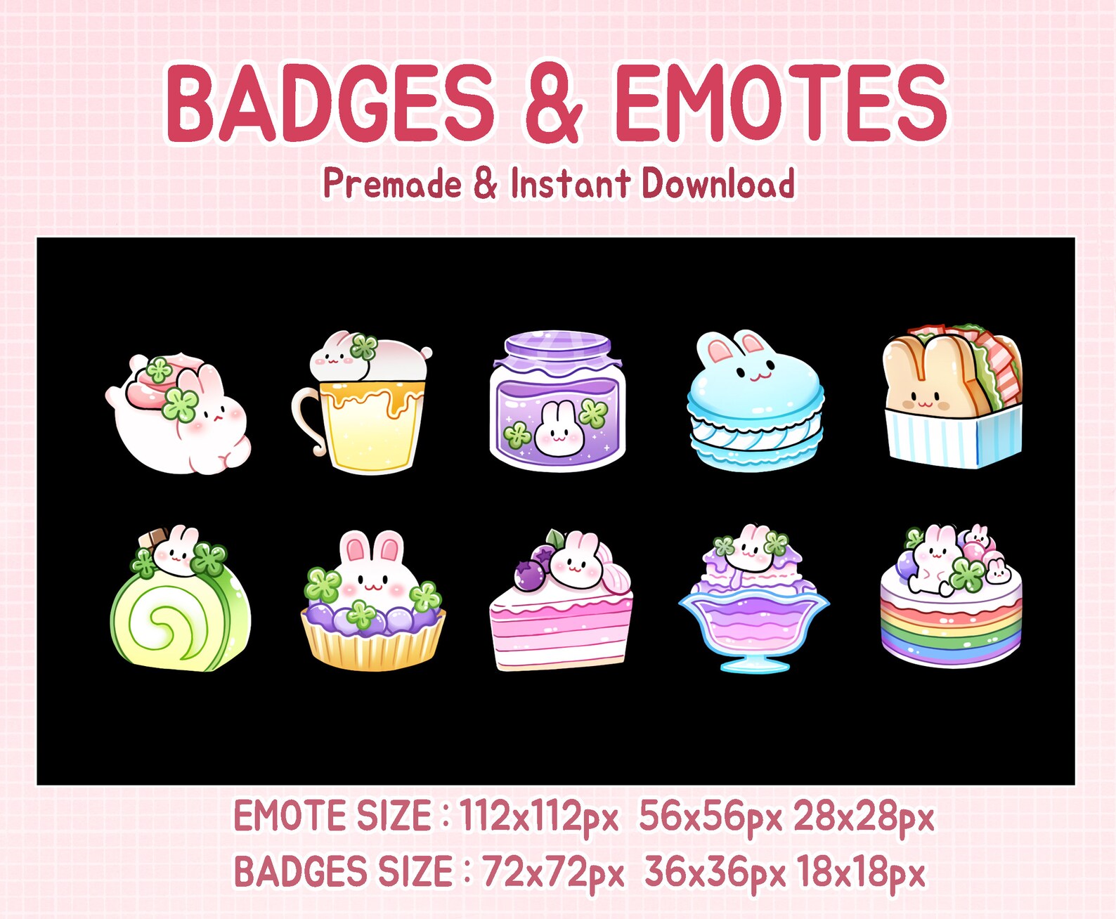 Twitch Badges and Emotes Rabbit Cake Macaroon (digital Download) - Etsy