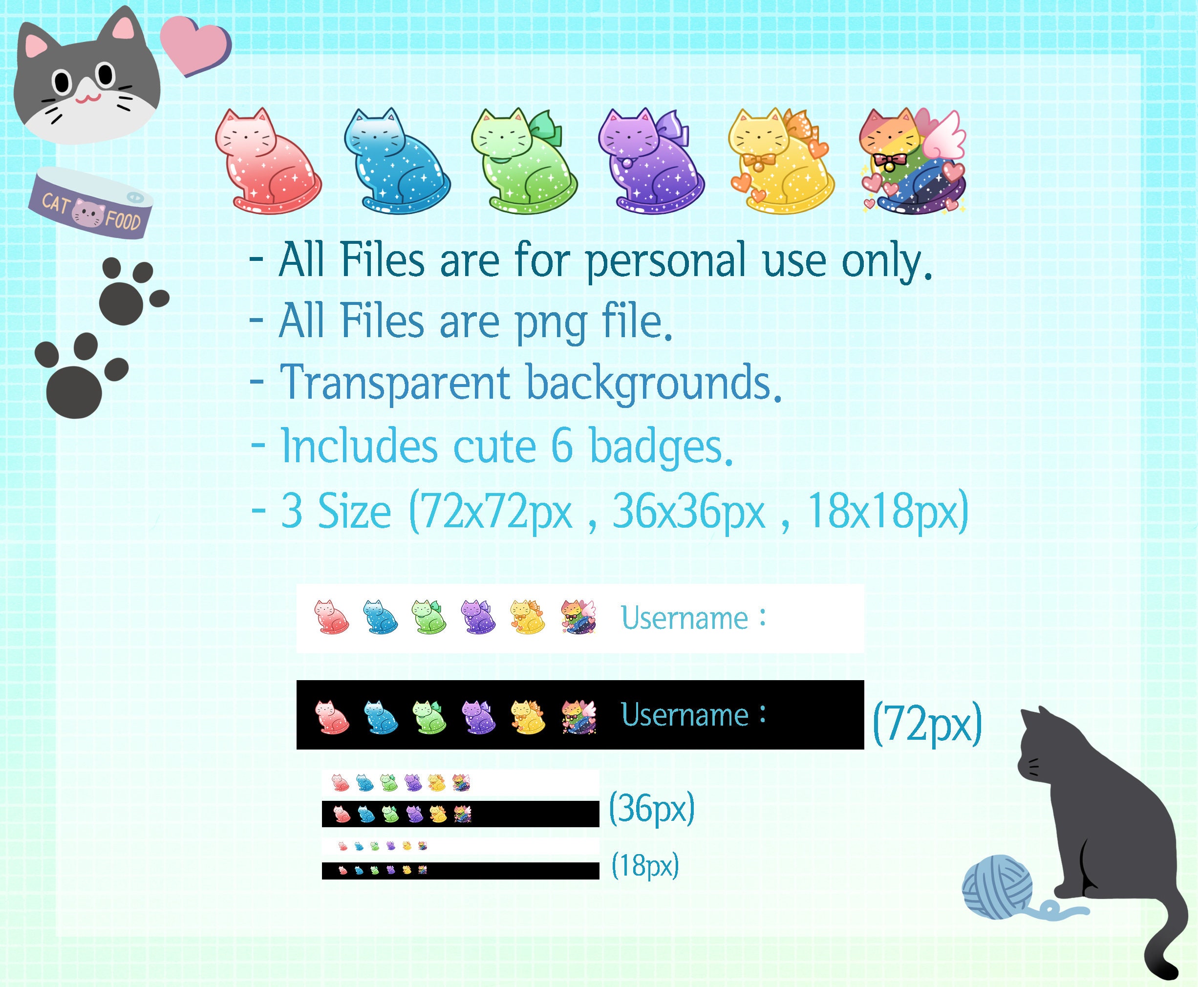 Cat Badges Twitch Cute Sub Badge. - Etsy