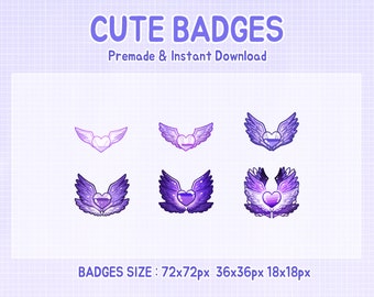 Cool Teal Green Purple Angel Devil Wings Twitch Sub Bit Badges / Fairy ...