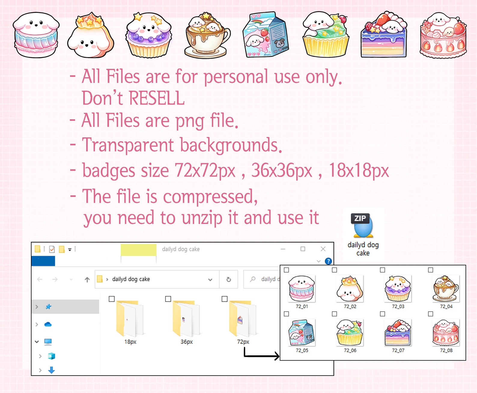 Twitch Badges, Cute Dog Sub Badge, Kawaii Cake Bit. - Etsy