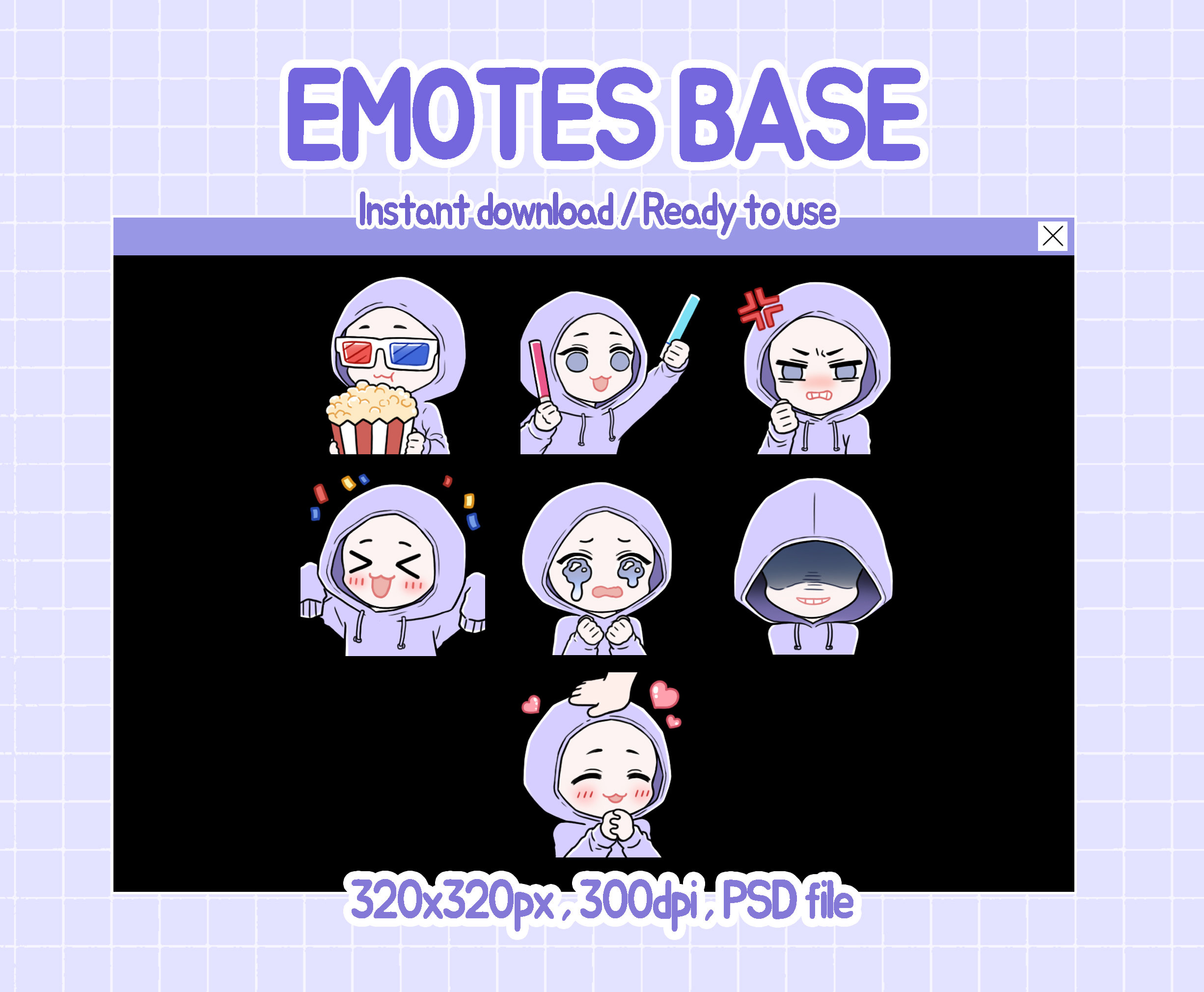 Chibi Emotes Base, Twitch Emotes, Cute Hoody Premade Emote. - Etsy