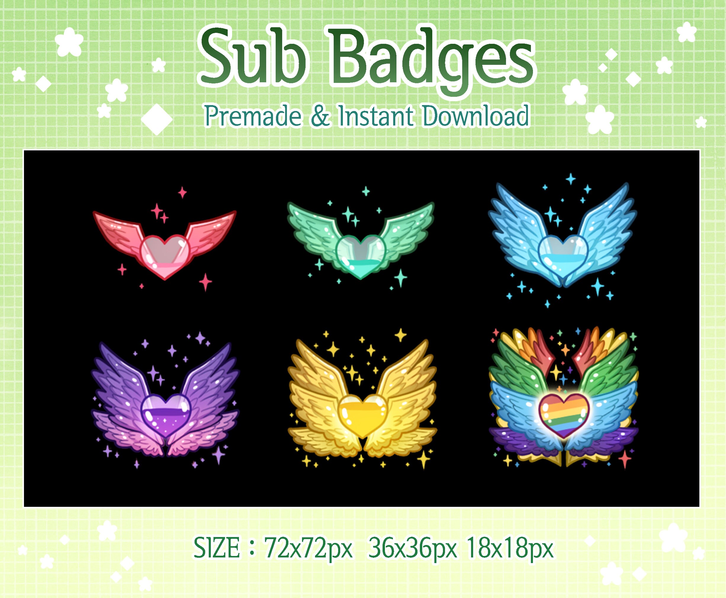 Twitch badges wing loyalty sub badges. | Etsy