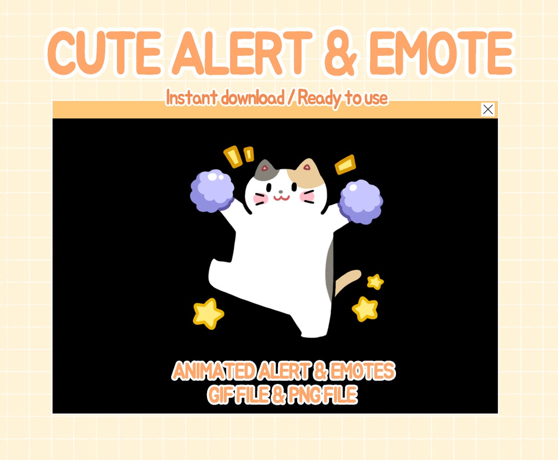 Twitch Alerts Animated Emotes Cute Cheer Cat, Stream Alert. - Etsy