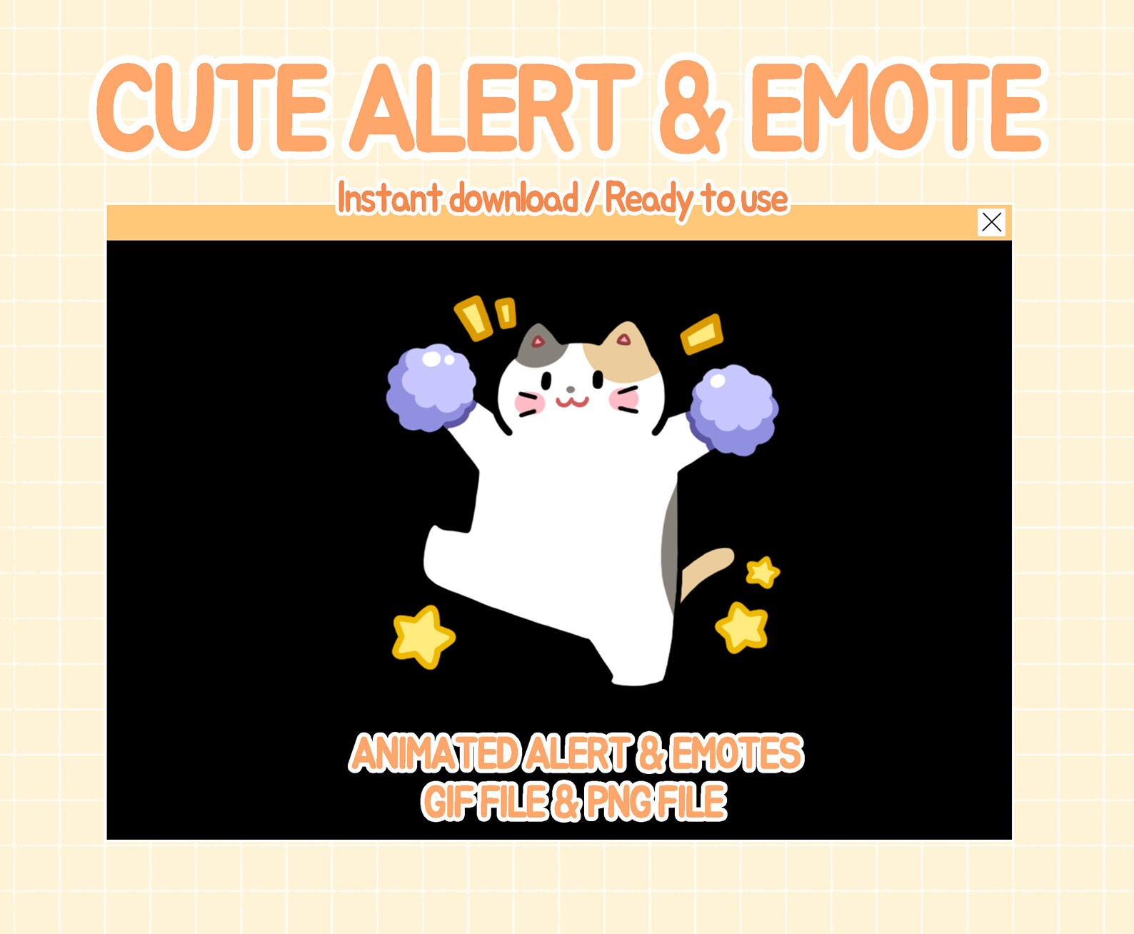 Twitch Alerts Animated Emotes Cute Cheer Cat, Stream Alert. - Etsy