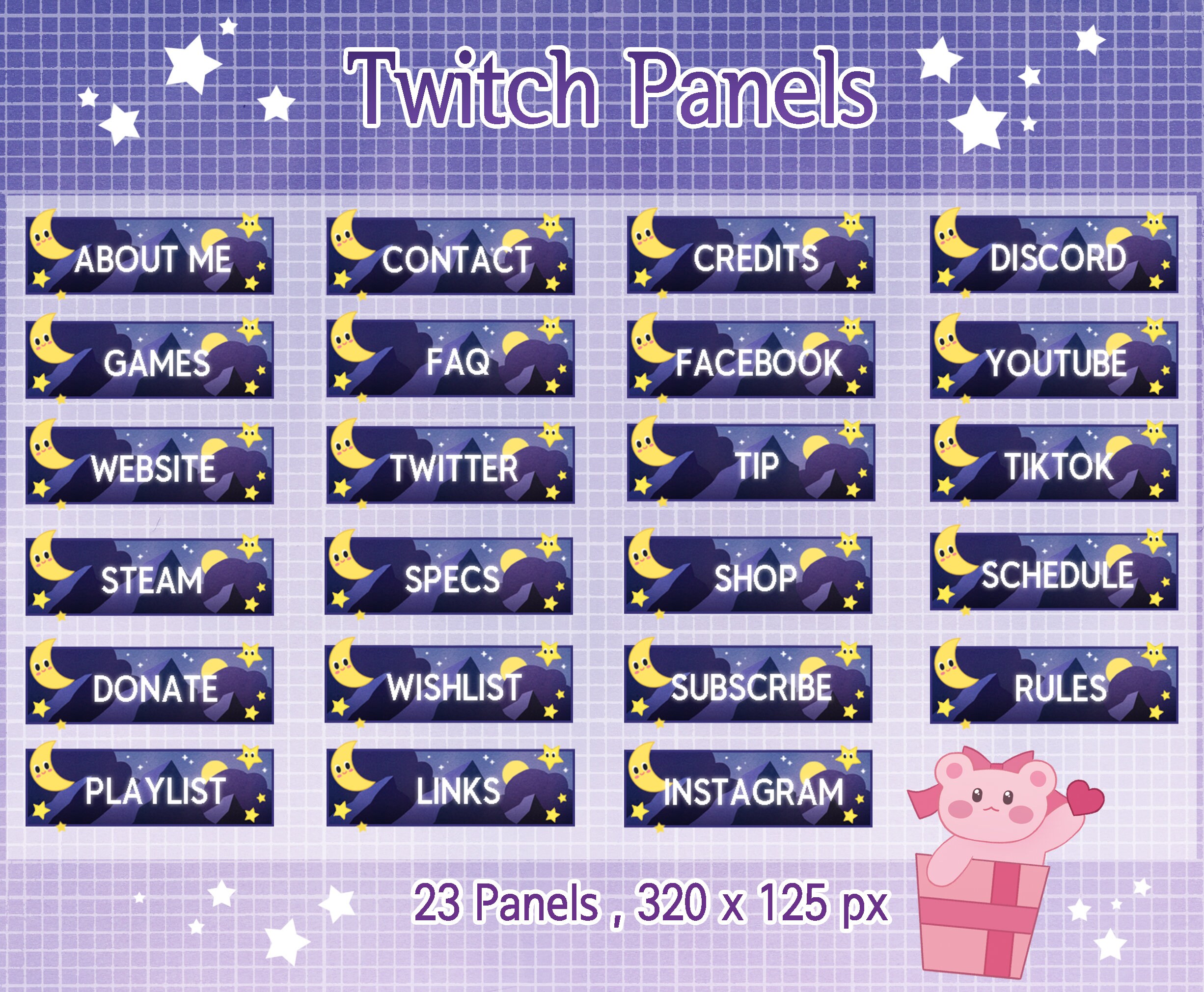 Twitch Cute Panels Purple Moon. - Etsy