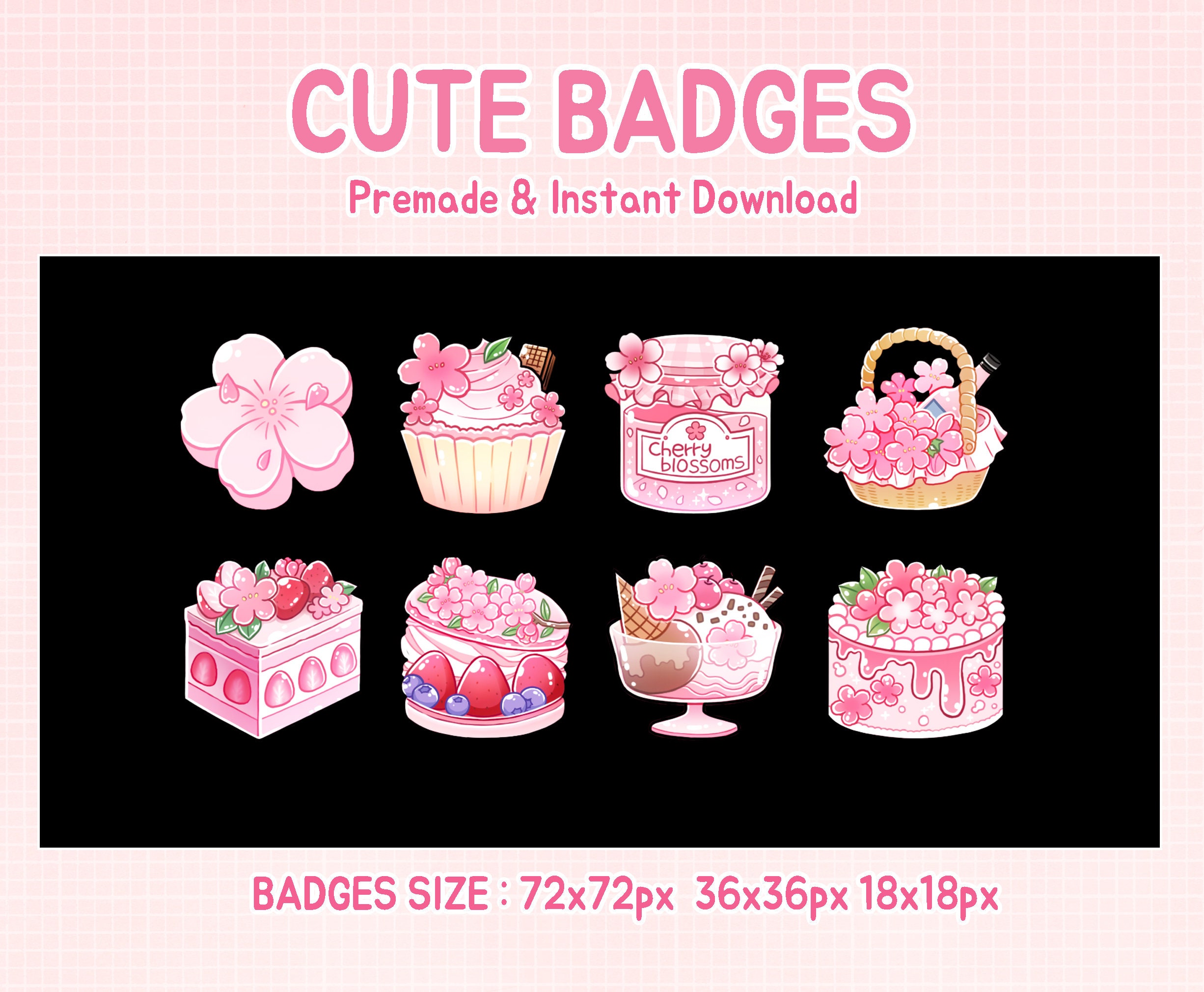 Twitch Badges Sakura Pink Cake Sub Badge Cherry Blossom - Etsy