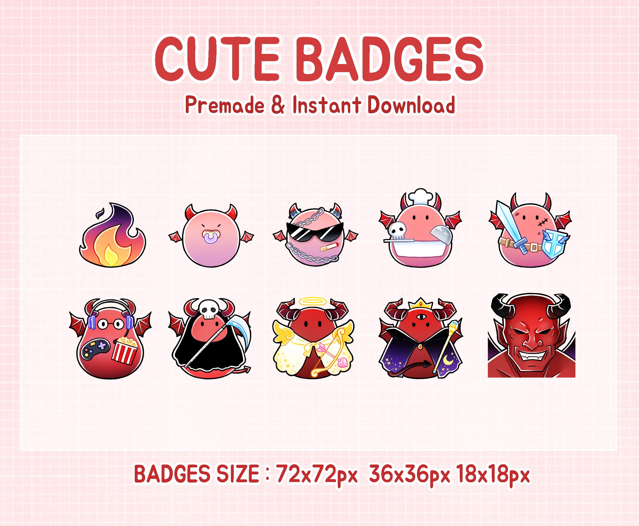 Twitch Red Devil Sub Badges Stream Demon Bit. - Etsy