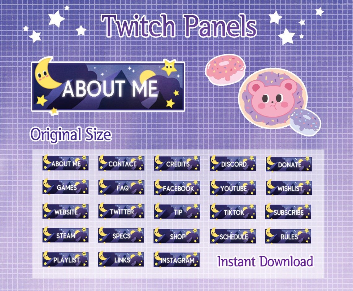 Twitch Cute Panels Purple Moon. - Etsy