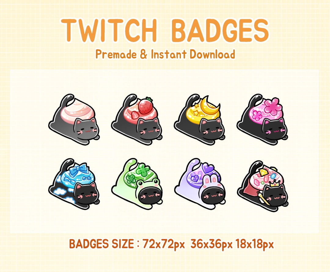 Twitch Badges Black Cute Cat. - Etsy