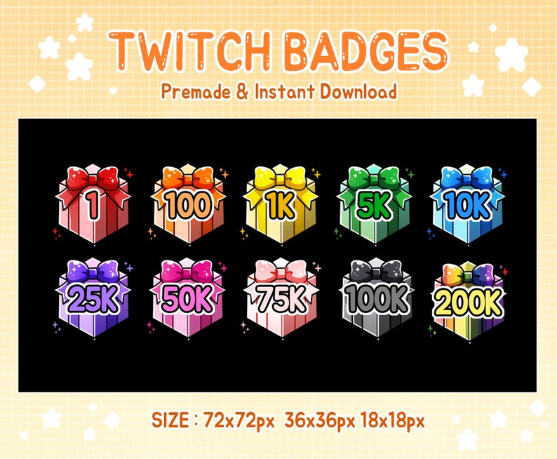 Twitch Badges / Present Gift Box Cute Sub Badge. - Etsy