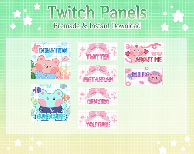 20x Twitch Cute Pink Bunny Stream Panels | Pastel Aesthetic, Simple ...
