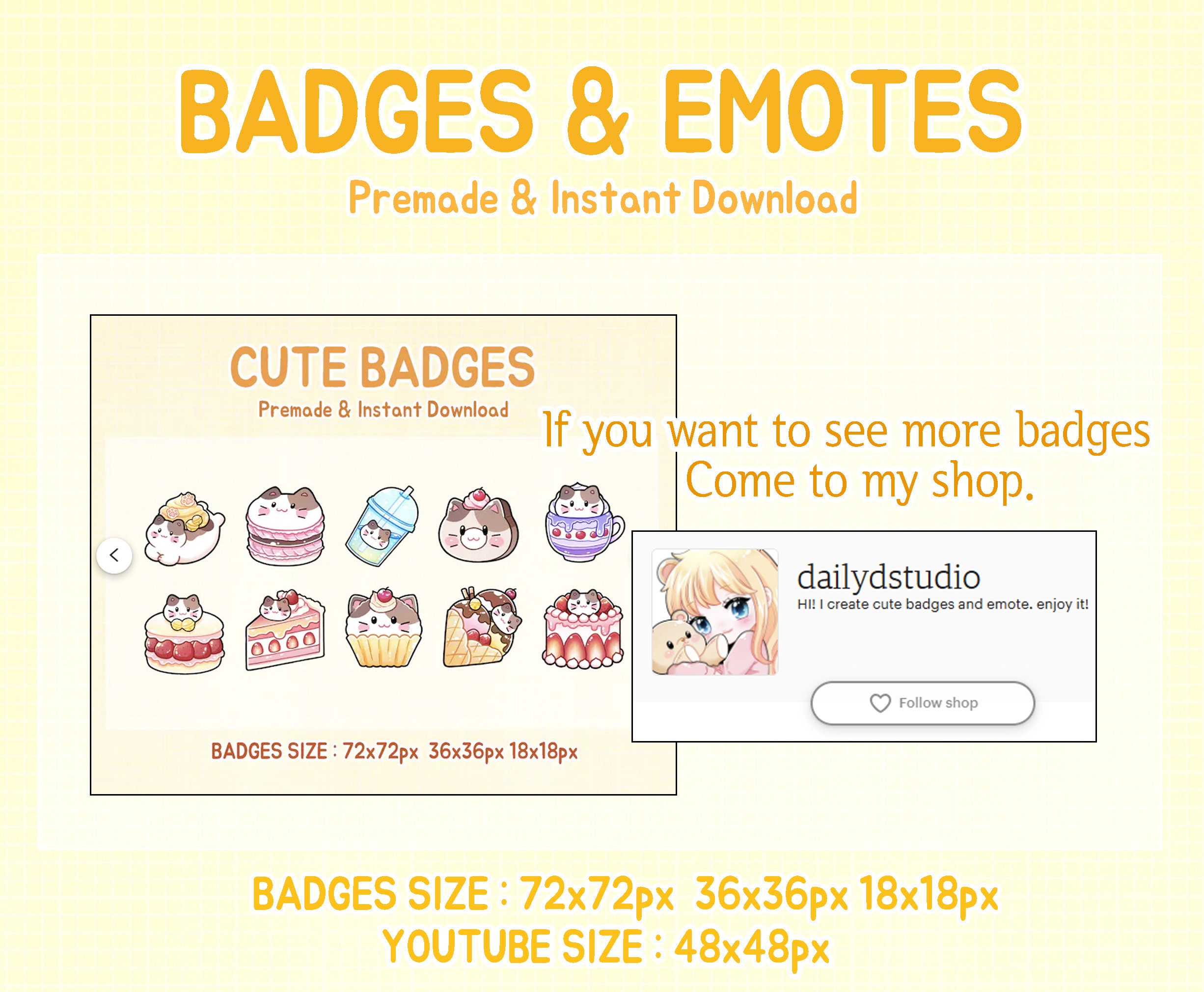 Cute Twitch Badges Flower Cat Sub Badge Bit Badges. - Etsy