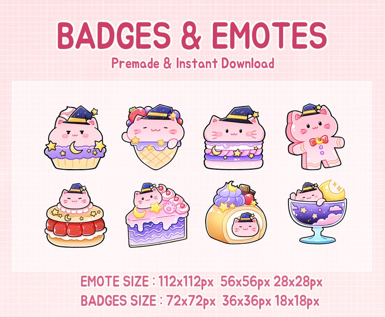 Witchy Pink Cat Cake Twitch Emote and Badge (digital Download) - Etsy