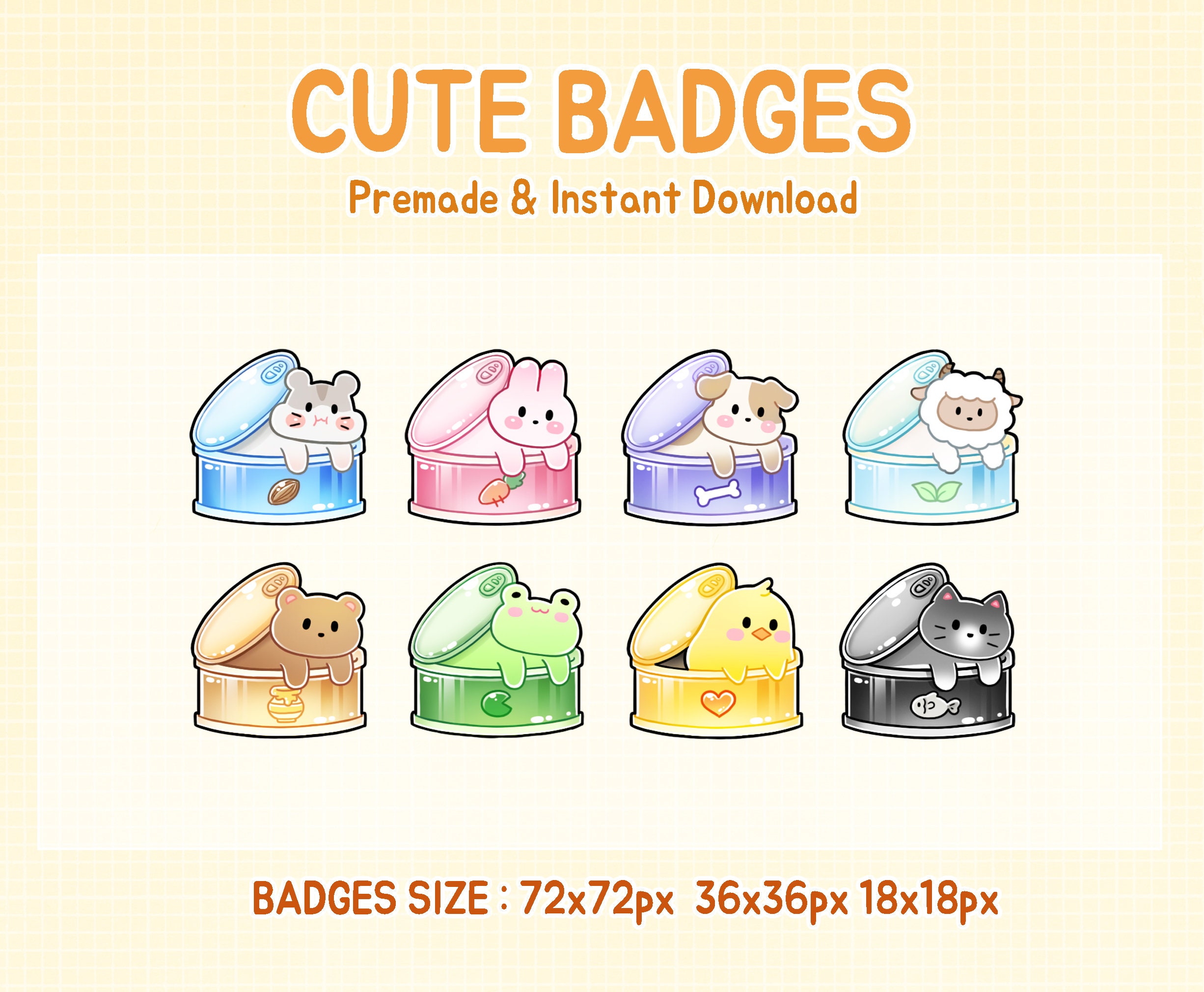 Animal Can Twitch Badges, Twitch Sub Badges, Cute Bit Badge. - Etsy