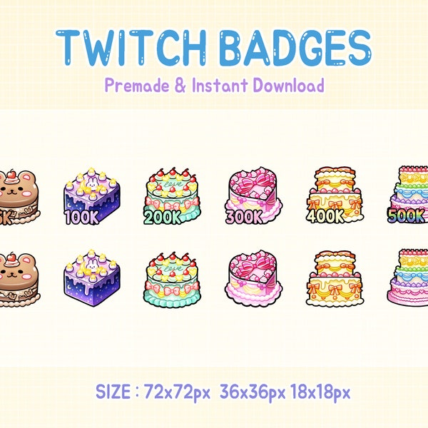 Twitch Badges, Cute Dog Sub Badge, Kawaii Cake Bit. - Etsy