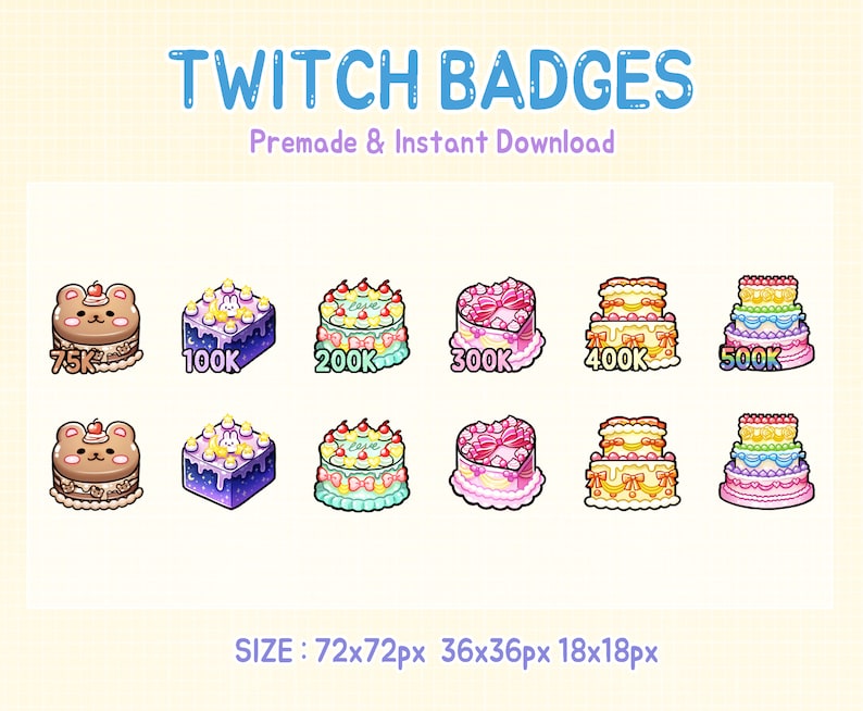 Twitch Badges Cute Cake Stream Bit Badge. - Etsy