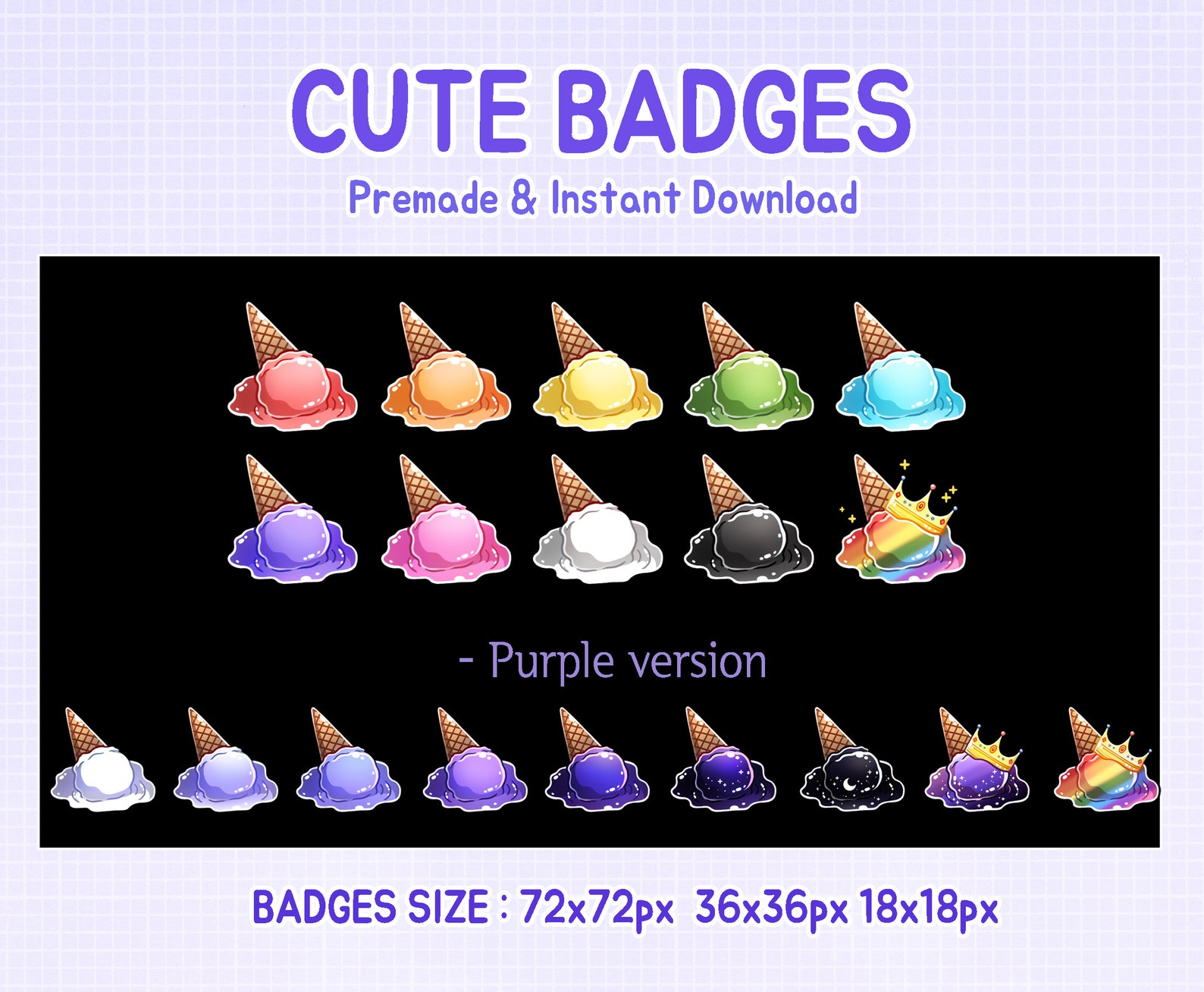 Twitch Badges Melting Icecream for Stream Sub Badge (digital Download ...