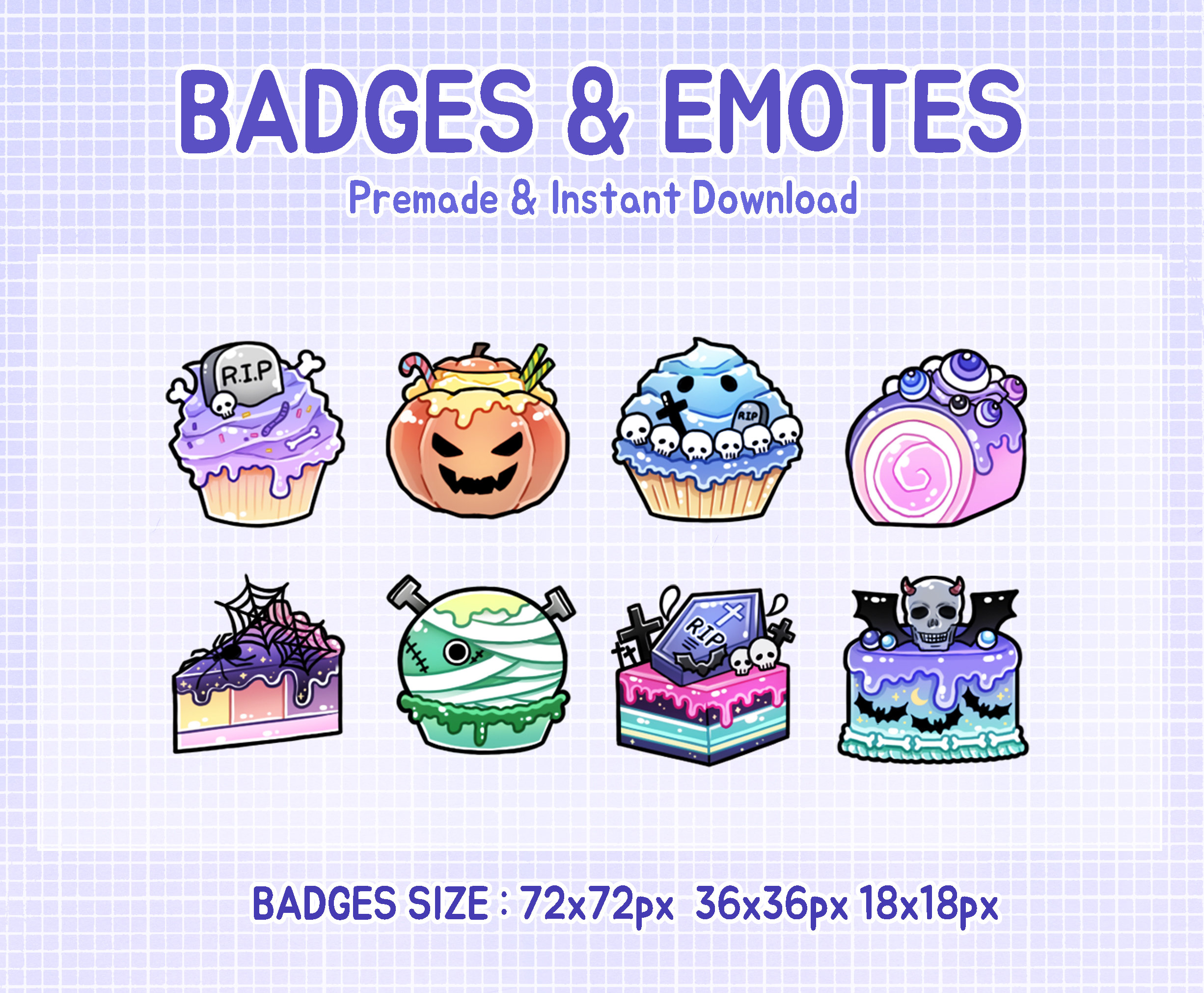 Twitch Badges, Halloween Badge, Cute Spooky Cake Sub Badges. - Etsy