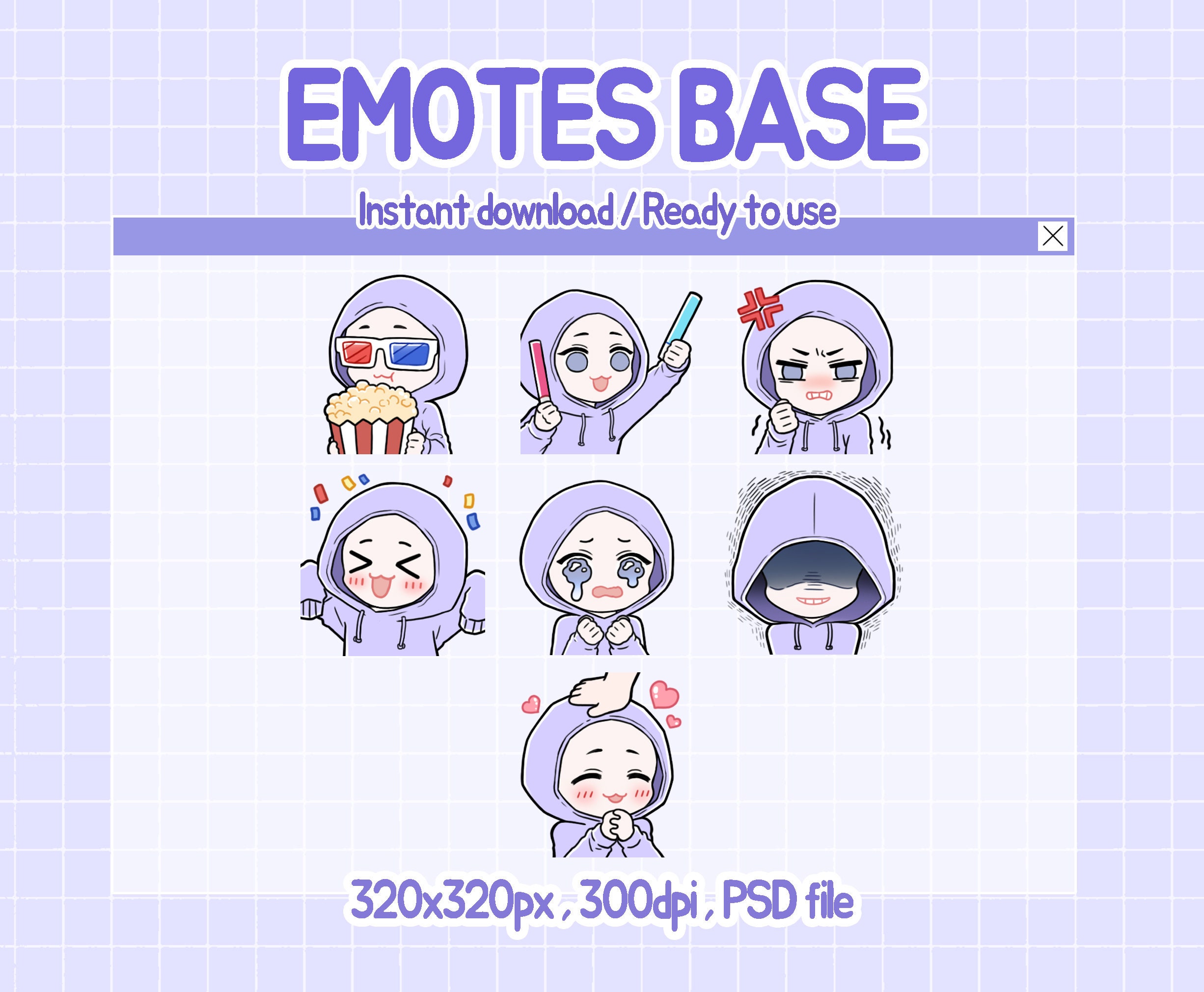 Chibi Emotes Base, Twitch Emotes, Cute Hoody Premade Emote. - Etsy