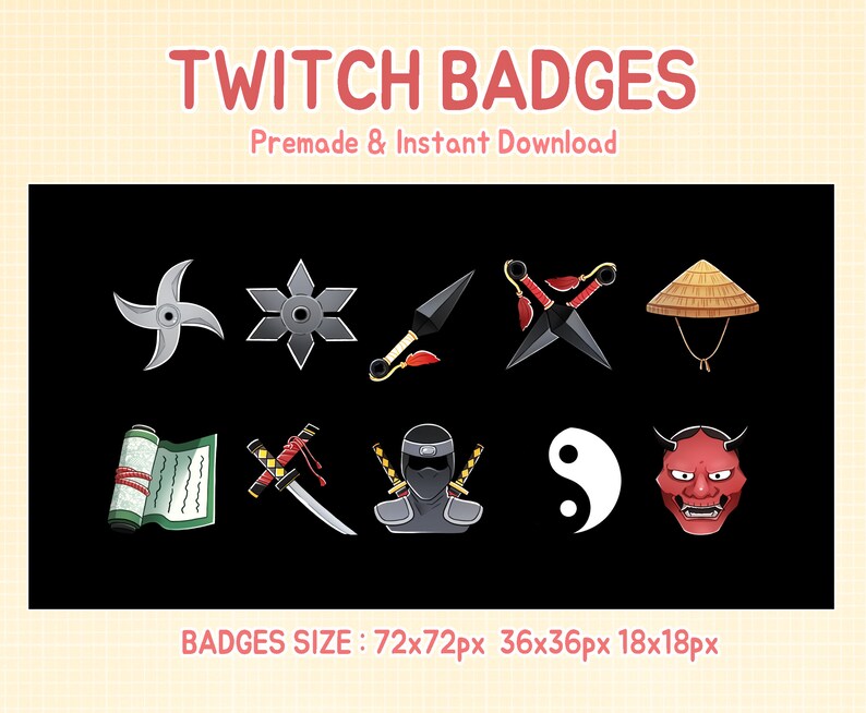 Twitch Badges Japan Ninja Sub Bit Badge. - Etsy