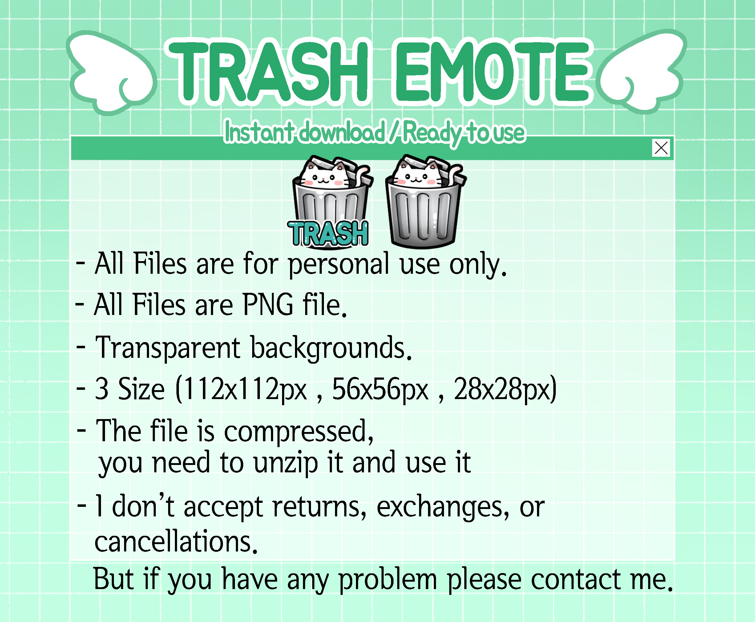 Twitch Emotes / Cute Cat Trash Text Emote - Etsy