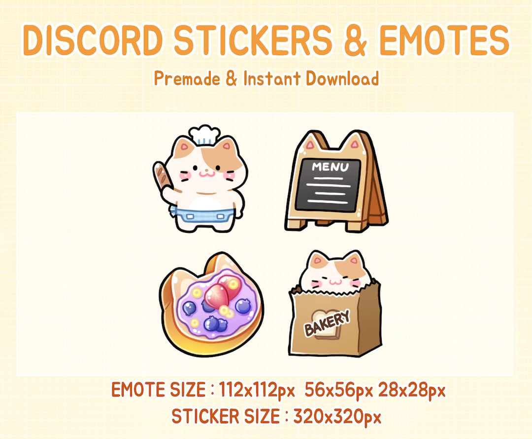 Discord Stickers Cute Cat Bakery Emotes. - Etsy