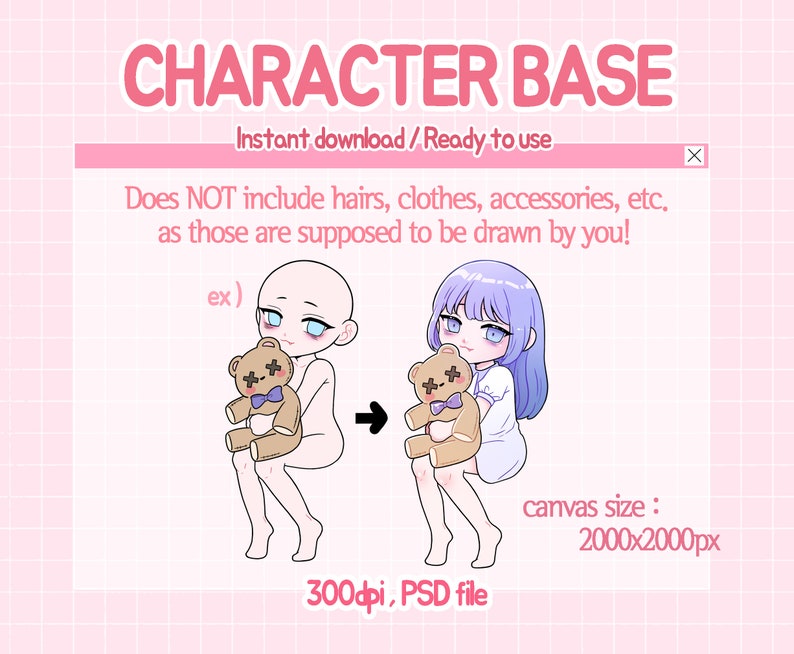 Chibi Character Pose Base: Anime Drawing Reference (PSD File) - Etsy UK