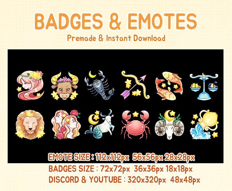 Star Twitch Badges, Sign of Zodiac Emotes, Discord Stickers. - Etsy