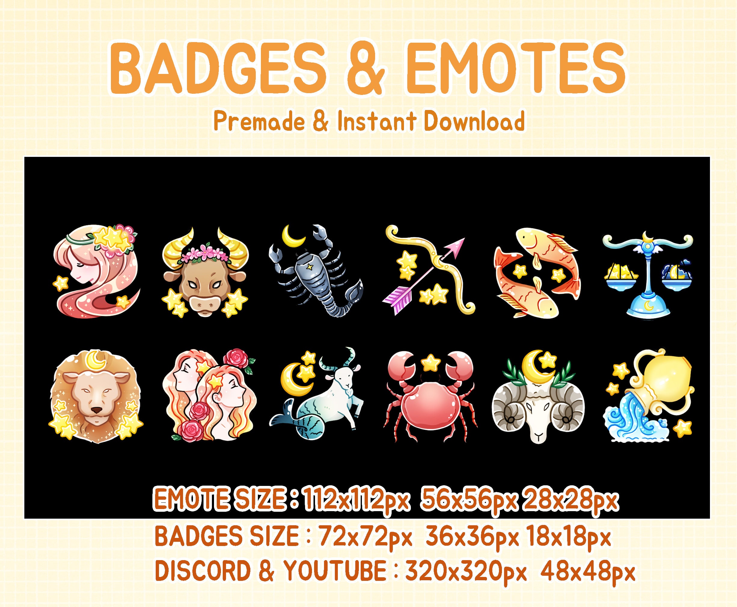 Star Twitch Badges, Sign of Zodiac Emotes, Discord Stickers. - Etsy