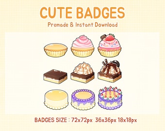 Sliced Cakes Sub Bit Badges Twitch Youtube Discord Streamer Badge Cute ...