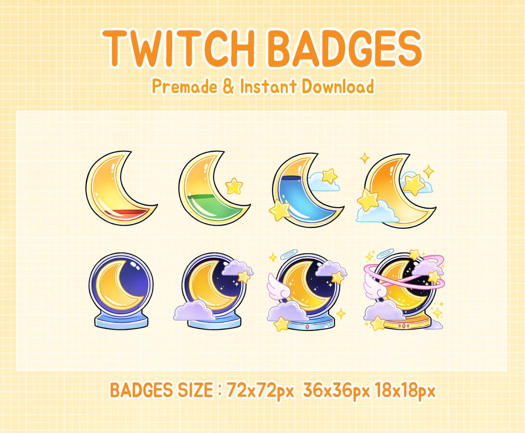 Moon Twitch Badges Crystal Galaxy Streamer Bit. - Etsy