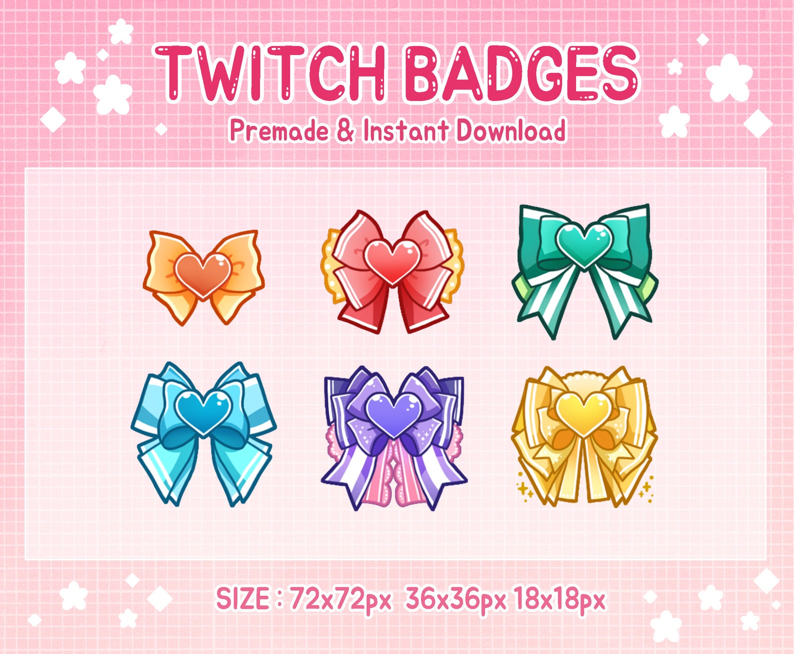 Twitch Badges Cute Ribbon Badge Stream Sub Badge. - Etsy