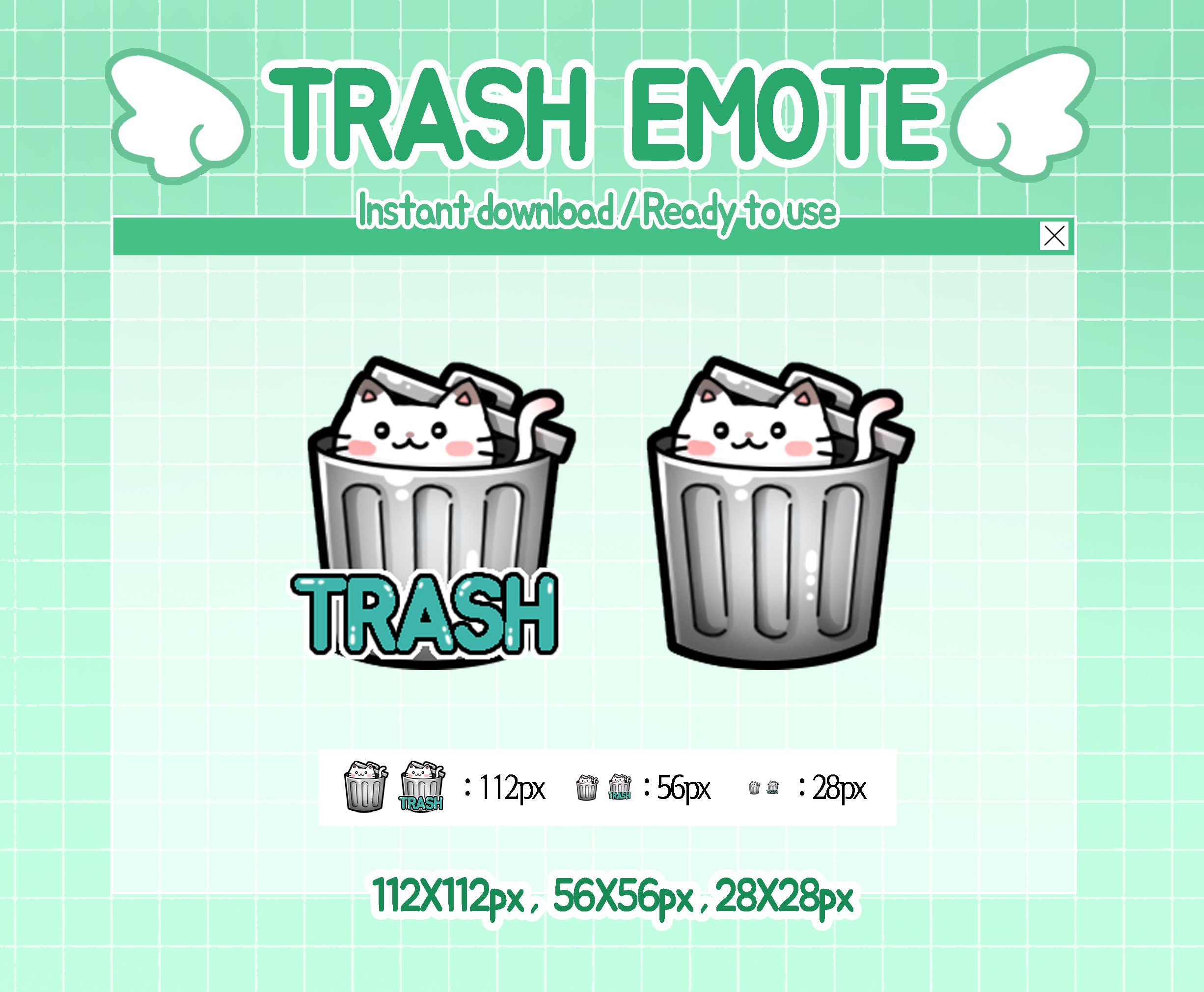 Twitch Emotes / Cute Cat Trash Text Emote - Etsy