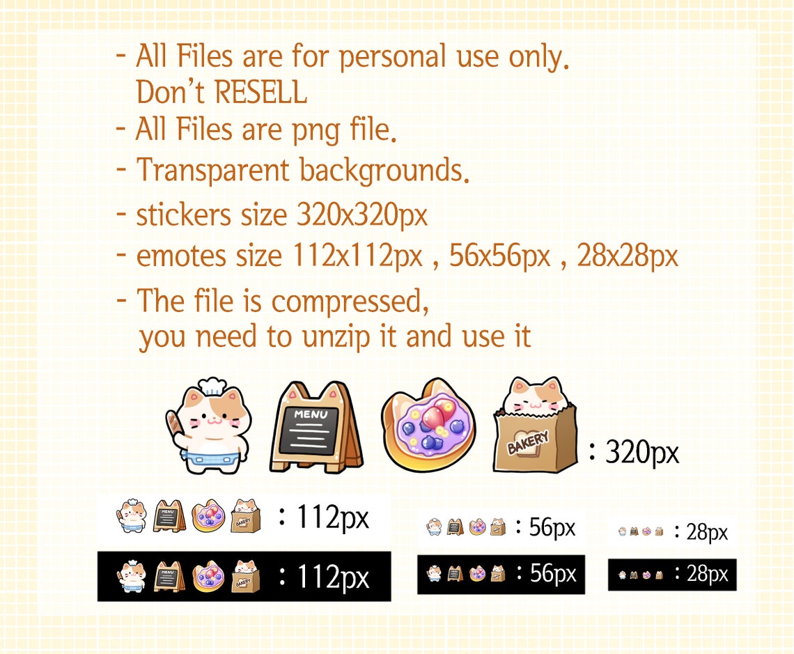 Discord Stickers Cute Cat Bakery Emotes. - Etsy