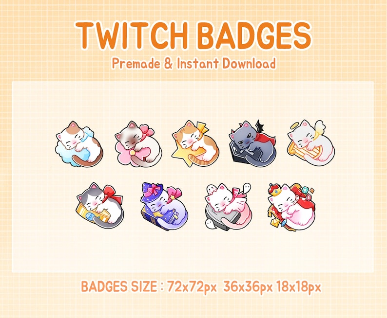 Twitch Badges Sleeping Cat Sub Badge Bit (digital Download) - Etsy