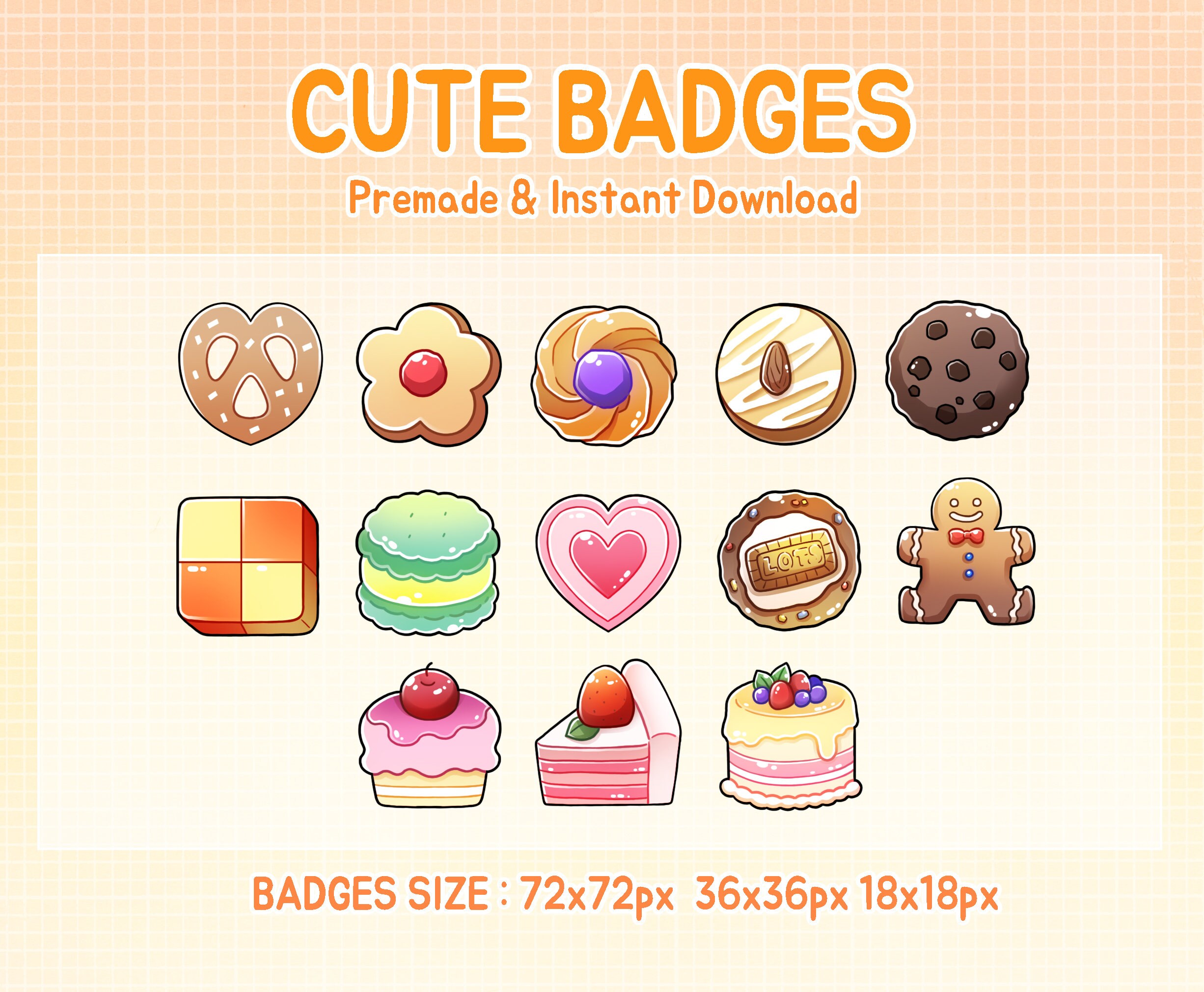 Twitch Badges Kawaii Cookie Bit Badge, Food Sub Badges. - Etsy