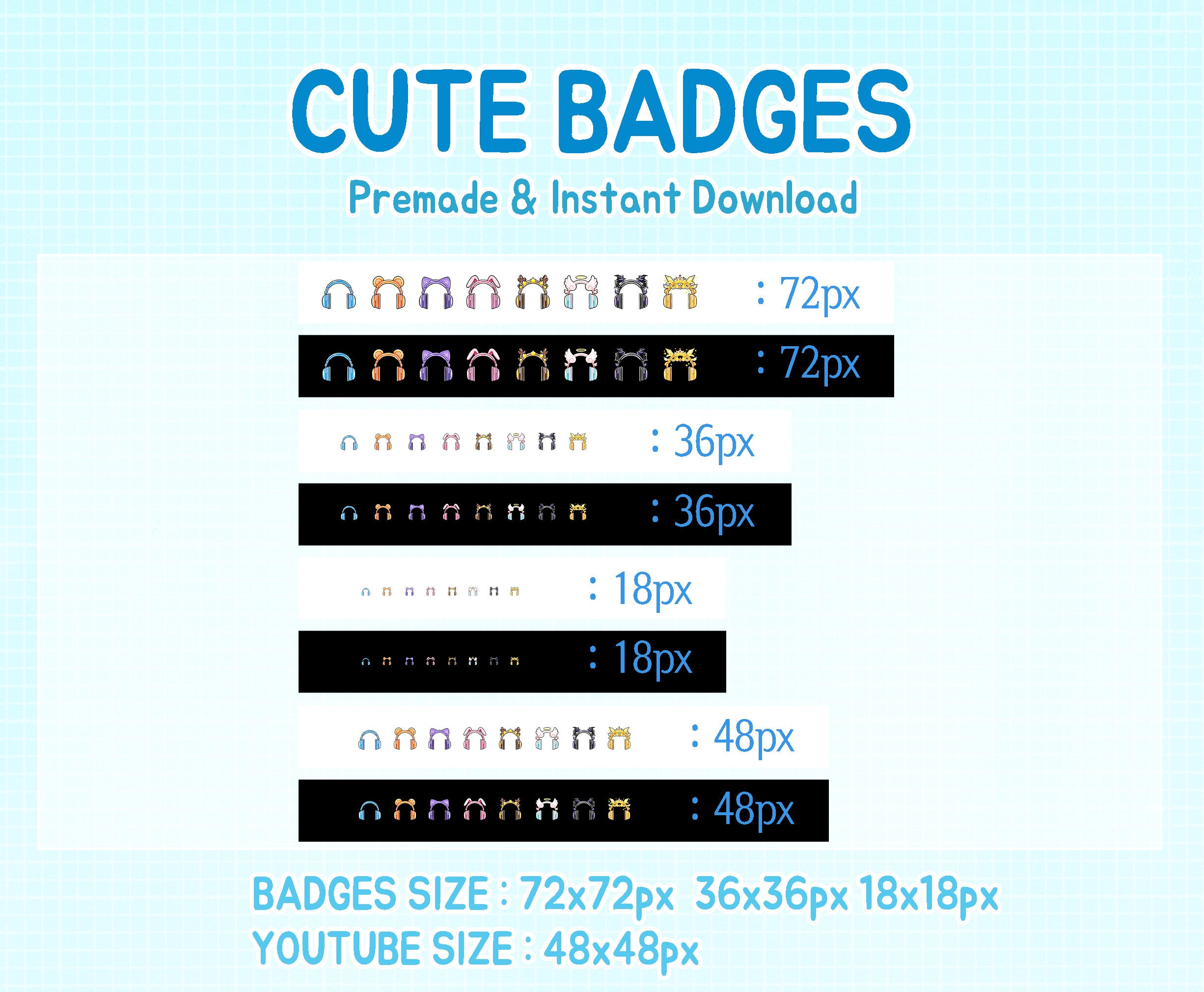 Twitch Badges, Game Headset Sub Badge, Kawaii Bit Badge. - Etsy