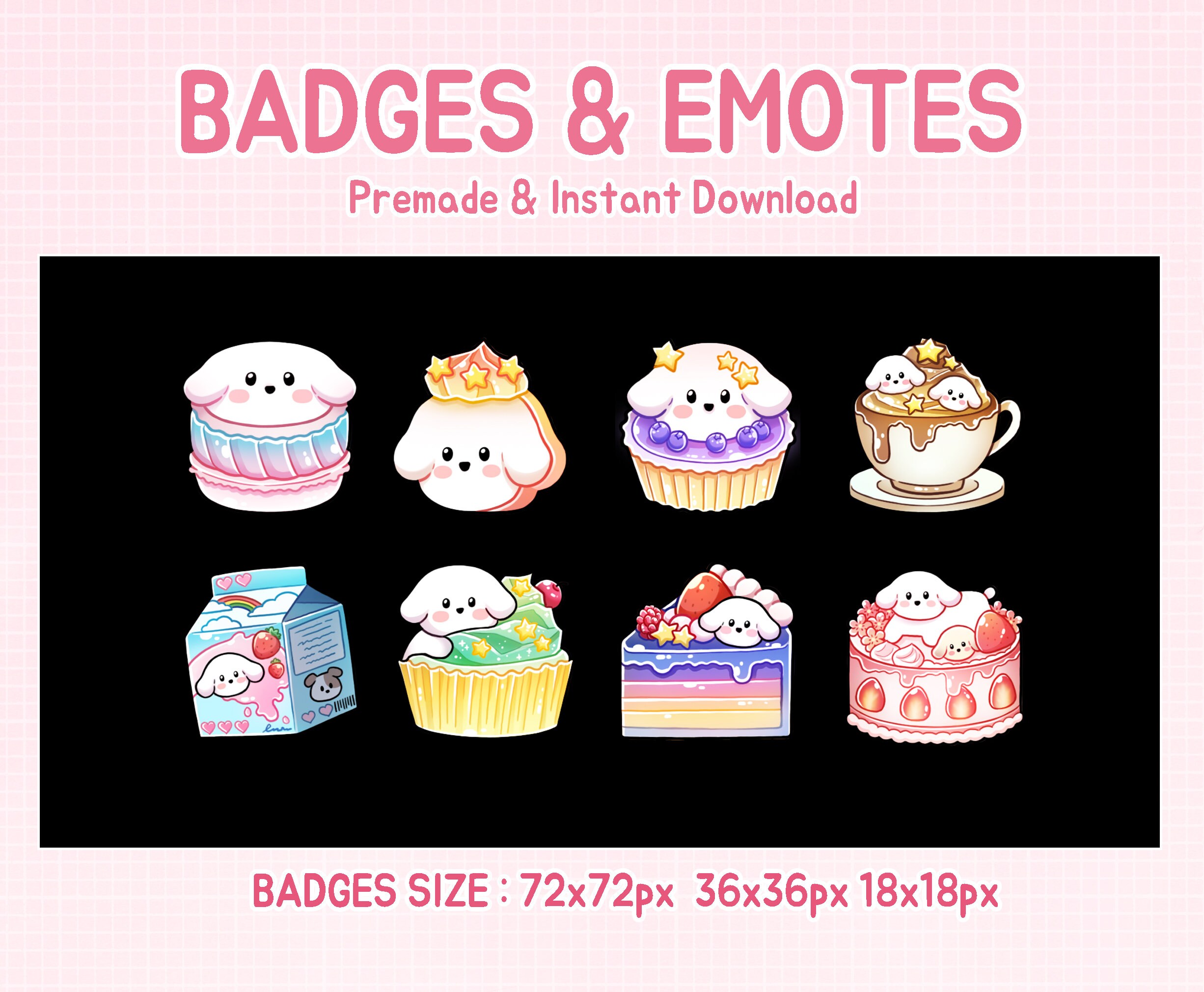 Twitch Badges, Cute Dog Sub Badge, Kawaii Cake Bit. - Etsy