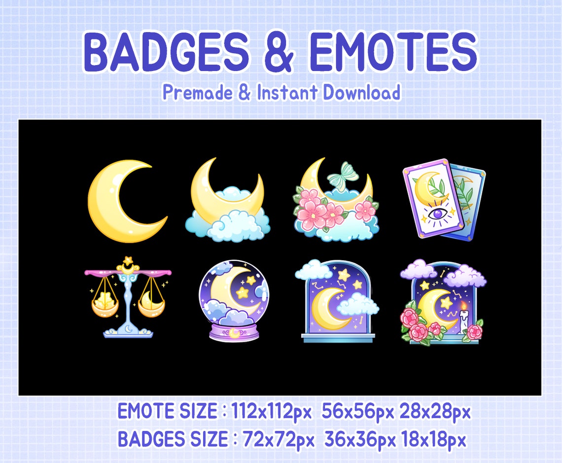 Moon Twitch Badges, Twitch Moon Emotes, Twitch Sub Badge. - Etsy