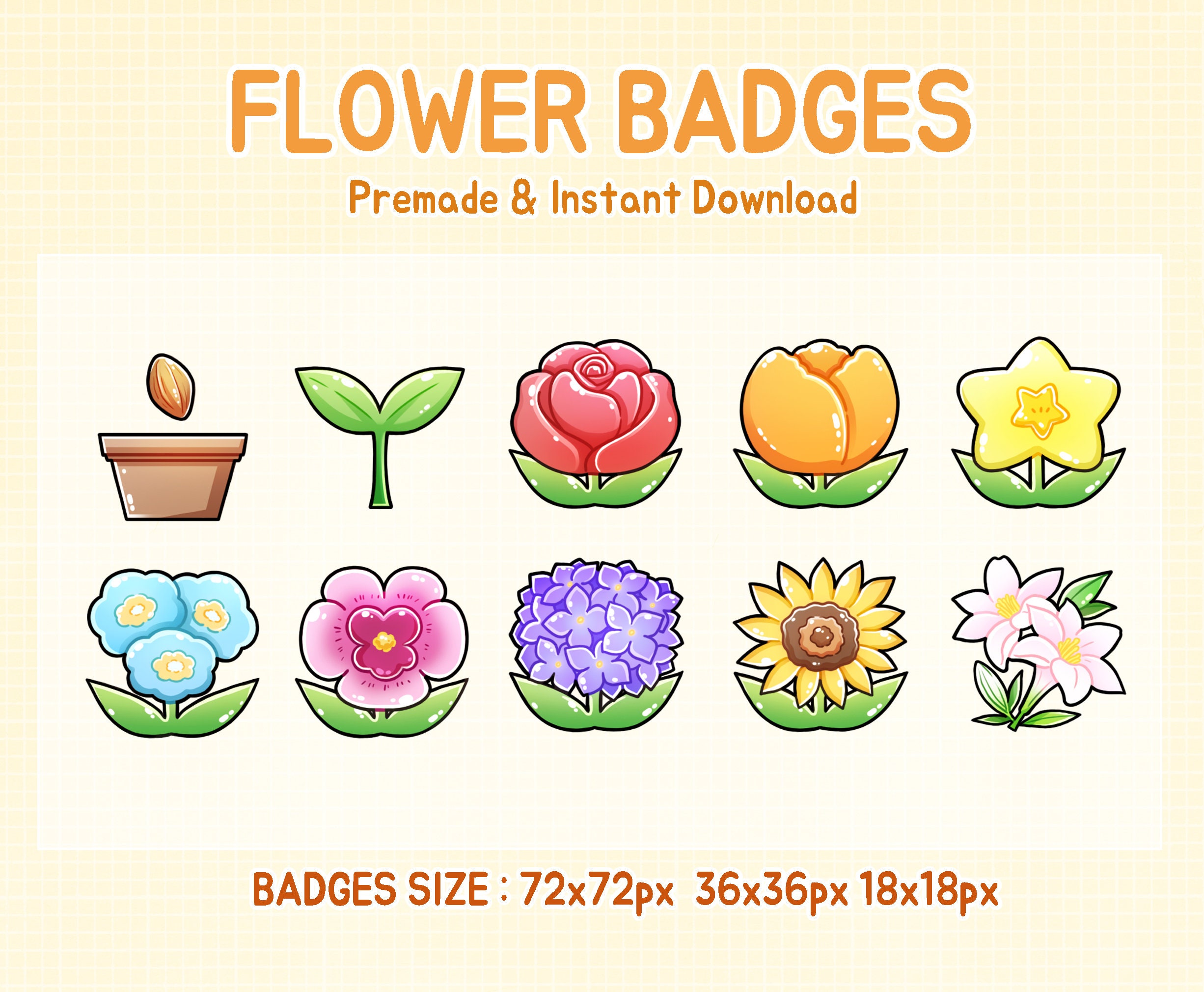Twitch Flower Badges, Cute Sub Badges, Stream Bit. - Etsy