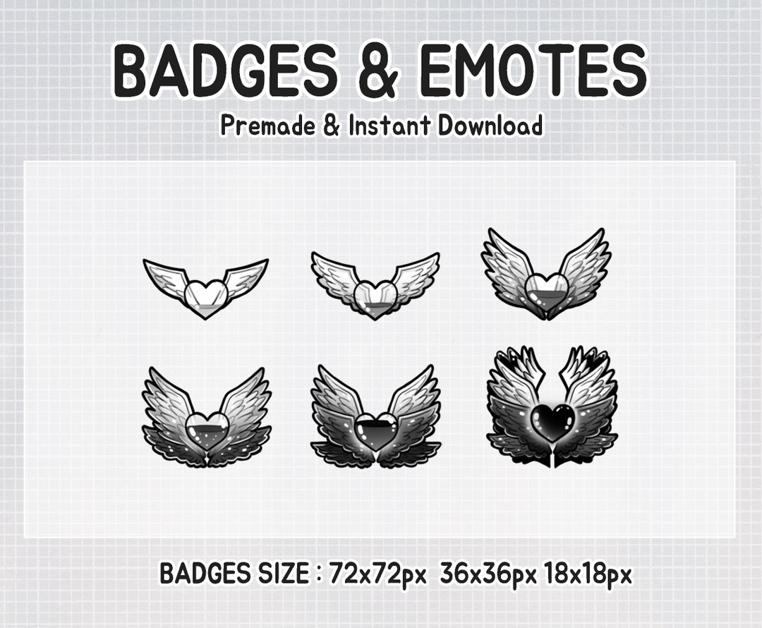 Black Angel Wing Twitch Badges Sub Stream Badge (digital Download) - Etsy