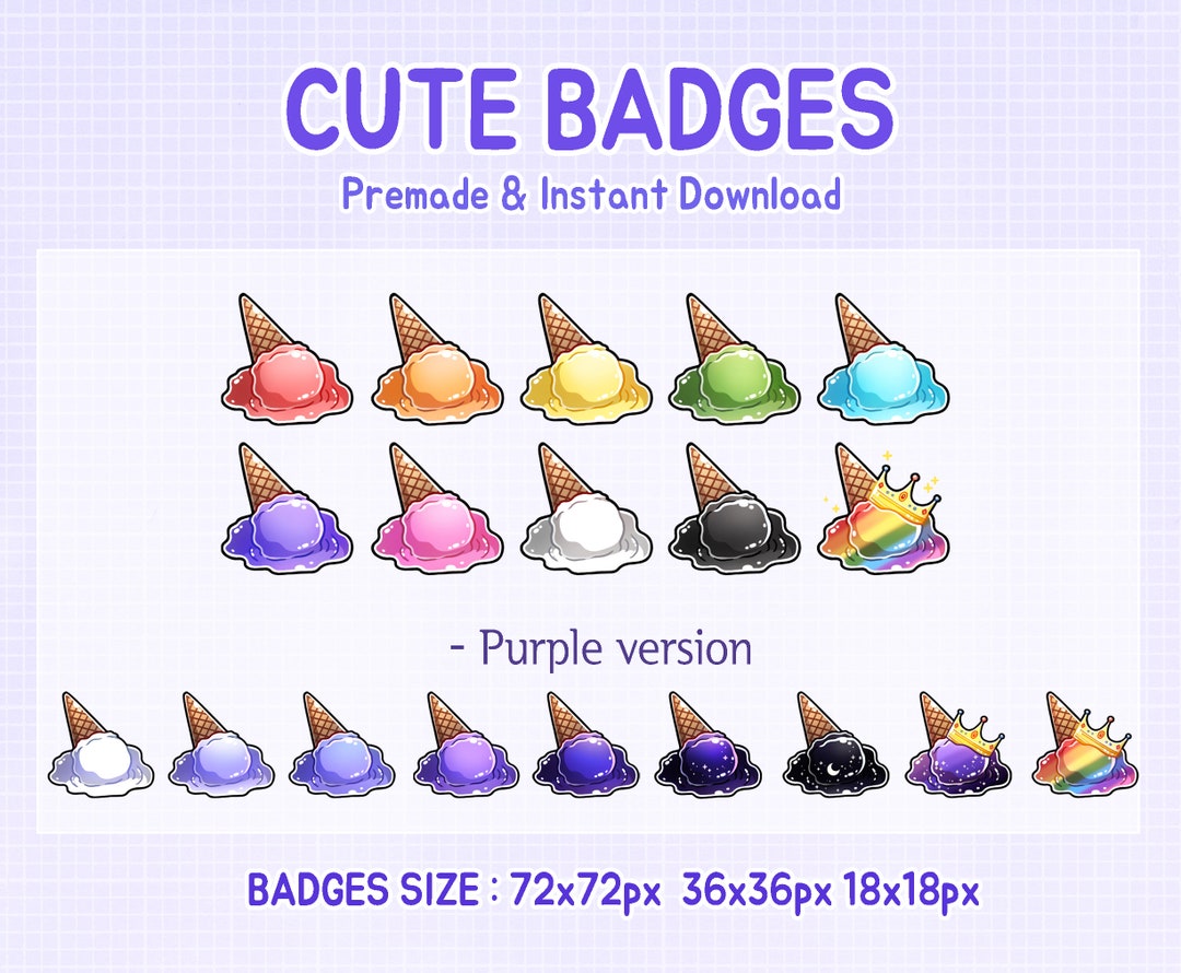 Twitch Badges Melting Icecream for Stream Sub Badge (digital Download ...