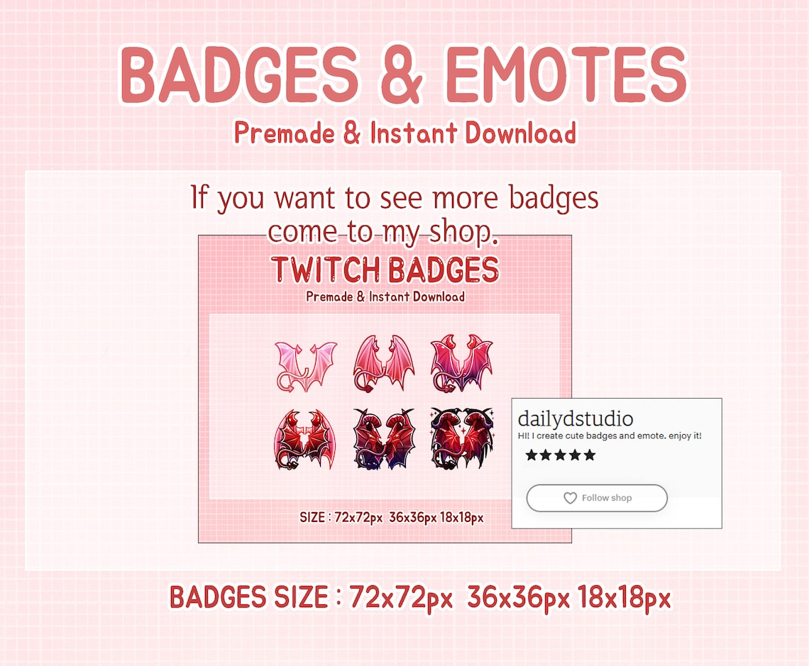 Twitch Badges, Red Wing Sub Badge, Stream Bit. - Etsy