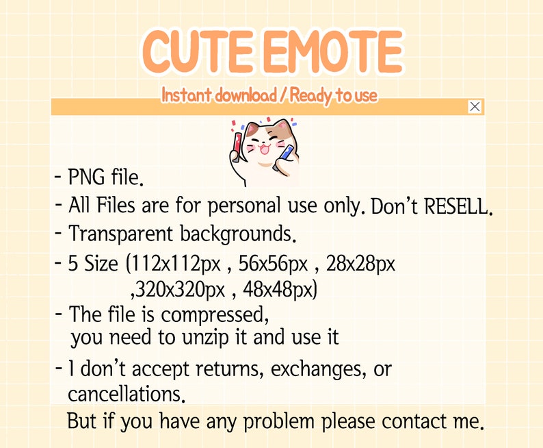 Cute Cat Twitch Emotes, Kawaii Neko Discord Stickers. - Etsy