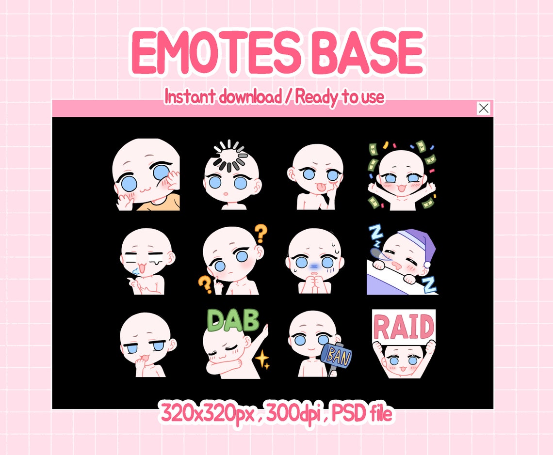 Chibi Emotes Base: DIY Twitch/discord PSD Emotes (digital Download) - Etsy