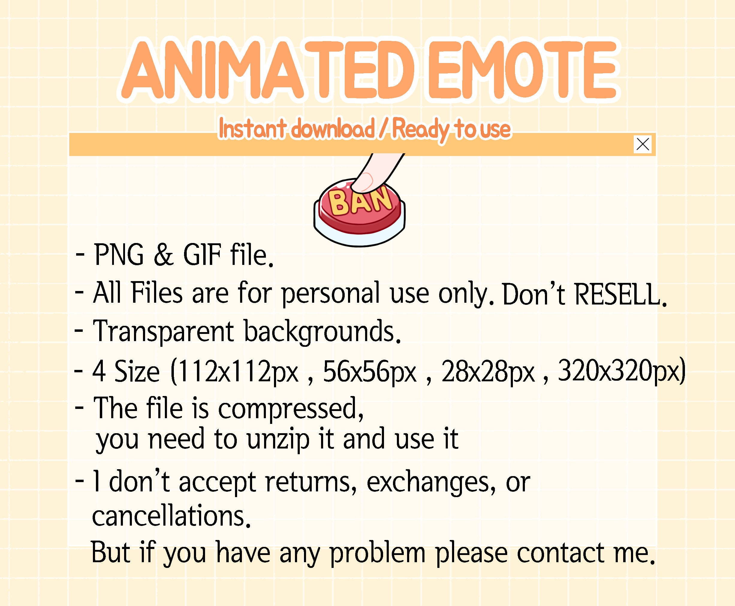 Twitch Emotes Animated Ban Push Button Discord Emotes. - Etsy