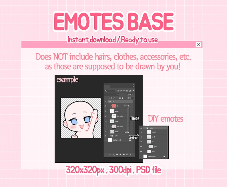 Chibi Emote Base Set : DIY Twitch/discord PSD Emotes (digital Download ...