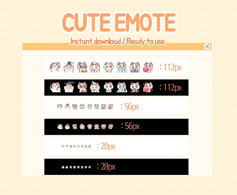Cute Cat Twitch Emotes, Kawaii Neko Discord Stickers. - Etsy